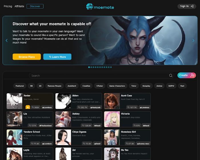 Moemate: Platform for Creating and Chatting with AI Characters